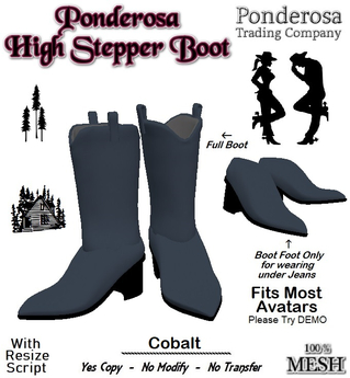 Second Life Marketplace - High Stepper Boot [MESH] Cobalt